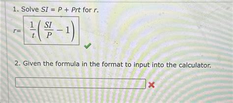 Solved Solve Sipprt ﻿for Rrgiven The Formula In The
