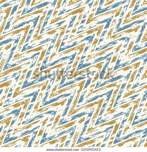 Blue Light Brown Splatter Textured Zigzag Stock Vector Royalty Free