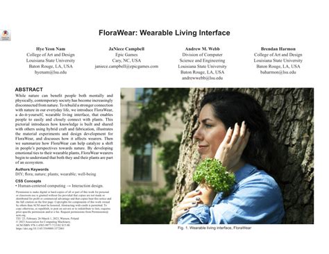 Pdf Florawear Wearable Living Interface