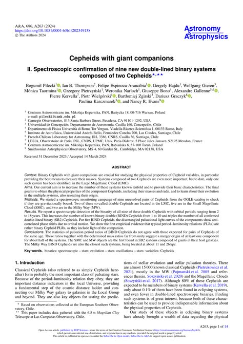 Pdf Cepheids With Giant Companions Ii Spectroscopic Confirmation Of Nine New Double Lined