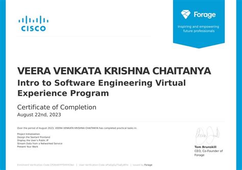 Chaitanya Jatla On Linkedin Cisco Virtualinternship Softwaredevelopment Softwareengineering