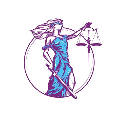 Ilustración Del Logotipo De La Dama De La Justicia Con La Espada Y La