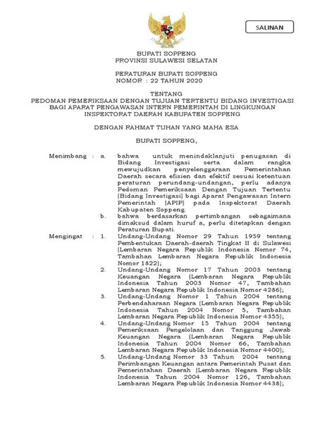 Perbup No 22 Tahun 2020 Kab Soppeng Pdf