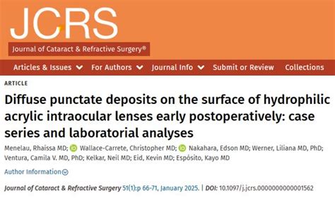 Diffuse Punctate Deposits On The Surface Of Hydrophilic Journal Of Journal Of Cataract