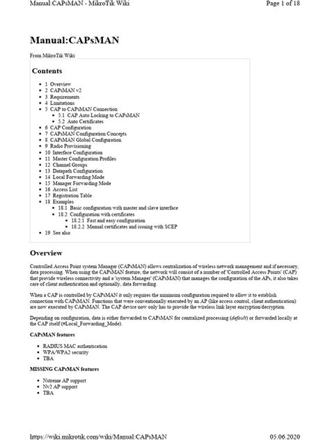 Capsman Mikrotik Wiki Pdf Wireless Access Point Computer Networking
