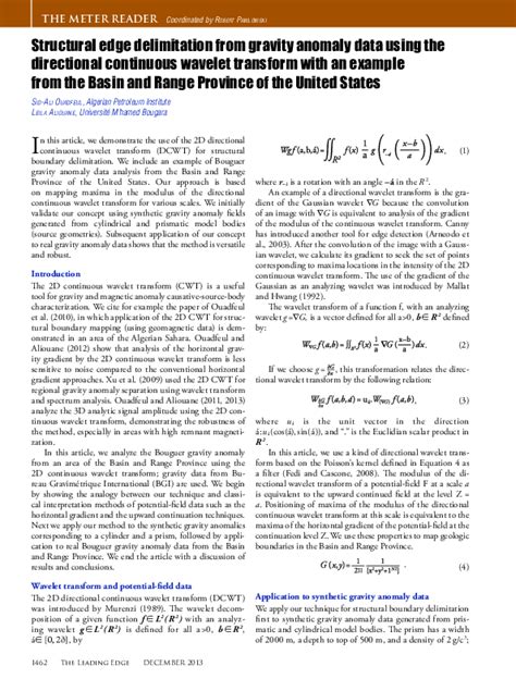 Pdf Structural Edge Delimitation From Gravity Anomaly Data Using The Directional Continuous
