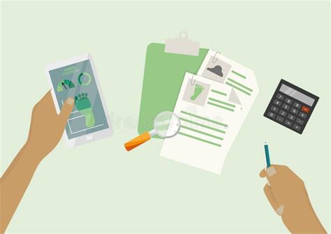 Analyzing Carbon Footprint And Environmental Data For Sustainability Stock Vector Illustration
