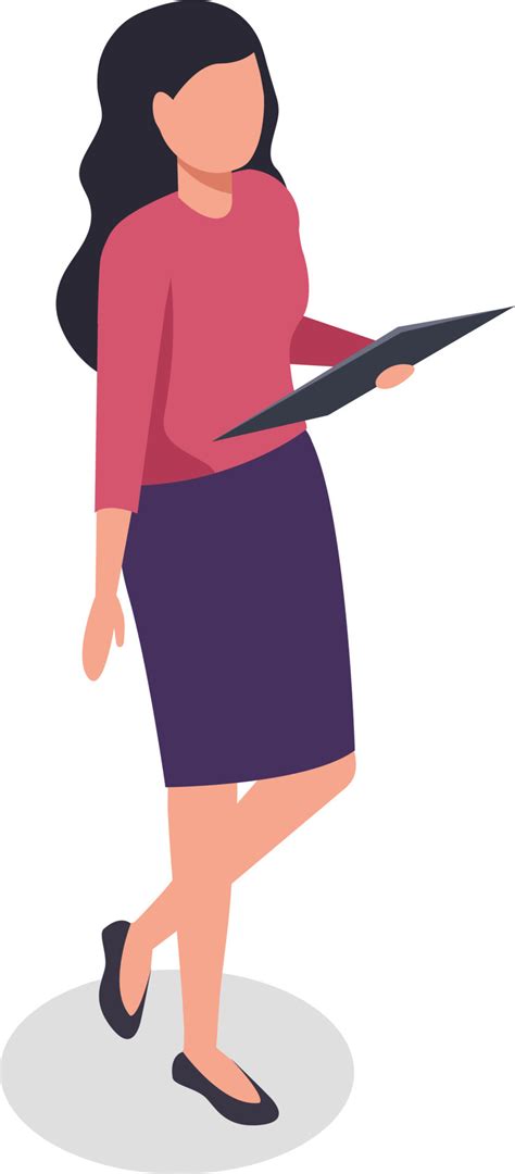Assistant Manager Woman With Document Cartoon Style 23355828 Vector