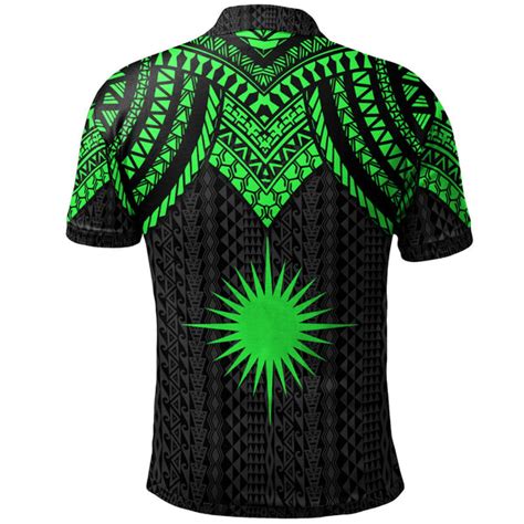 Marshall Islands Custom Polo Shirt Polynesian Armor Style Green