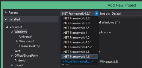 Net Changing The Default Target Framework Visual Studio Stack Overflow