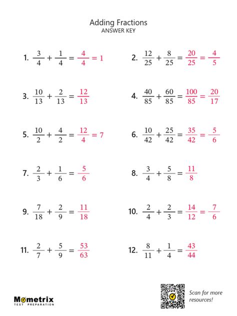 adding and subtracting fractions worksheets answer key pdf