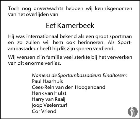Eef Kamerbeek 26 08 2008 Overlijdensbericht En Condoleances Mensenlinq Nl