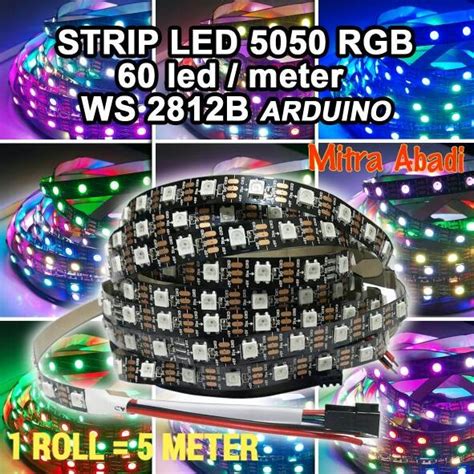 jual led strip rgb smd 5050 ws 2812 b arduino 30 led dan 60 led per