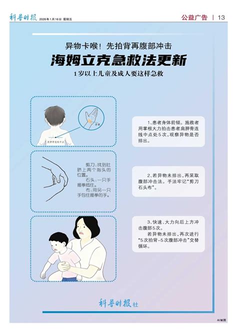 海姆立克急救法更新 科普时报 数字报