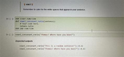 Solved Write A Function That Computes The Ratio Of Vowels Chegg