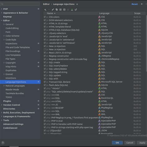 html not recognised in php file ides support intellij platform