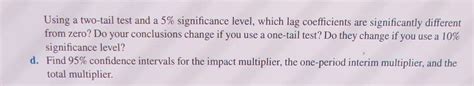 Solved Using A Two Tail Test And A 5 Significance Level