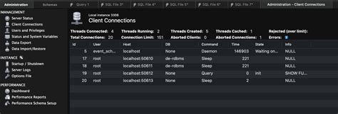 MySQLWorkbench error on client connections invalid values of columnlabel 오류 해결