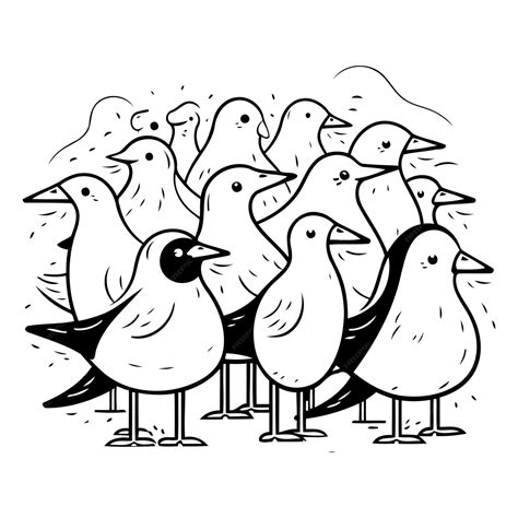 Group Of Seagulls Vector Illustration On White Background Premium Ai
