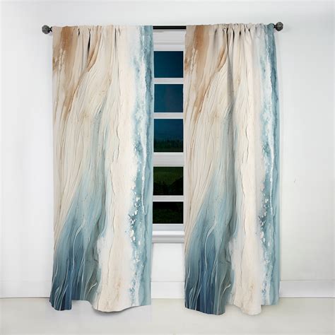 Design Art Modern Blue And Beige Sand Aerial View V Nautical Curtain