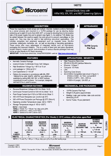 1n57721 4669571 Pdf Datasheet Download Ic On Line