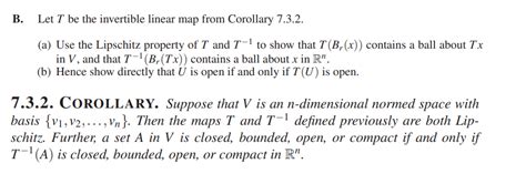 Solved B. Let T be the invertible linear map from Corollary | Chegg.com