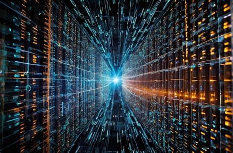 Futuristic Digital Data Tunnel Premium Ai Generated Image
