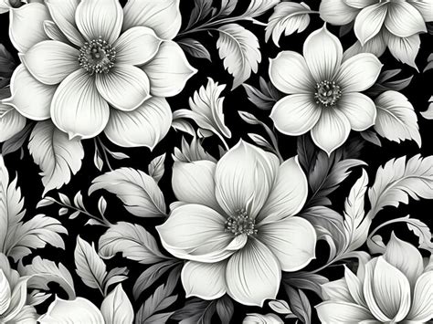 Premium Photo Seamless Floral Pattern Design On Dark Background