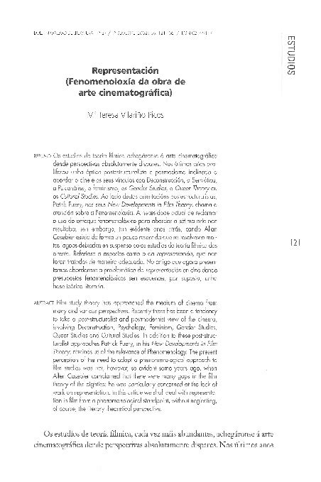 Pdf Representación Fenomenoloxía Da Obra De Arte Cinematográfica