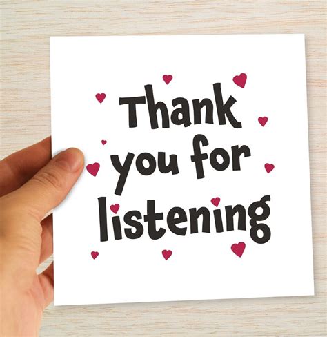 Thank You For Listening Card Appreciation Card Friendship Notes