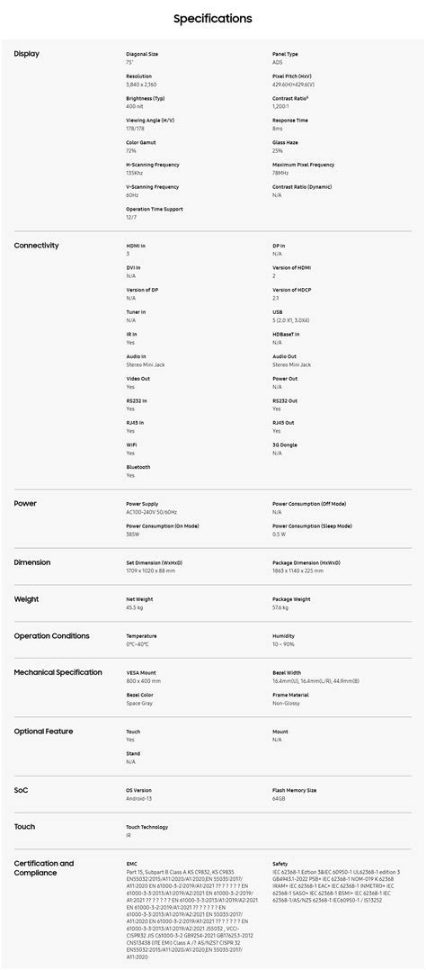 Samsung Wad Eboard 75 4k Uhd Interactive Display Lh75wadwlgcxxy Mwave