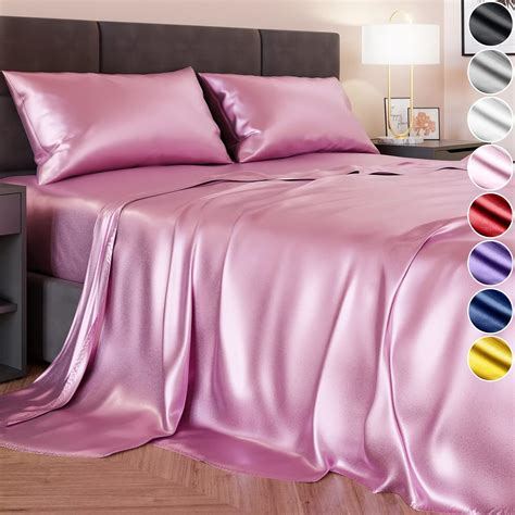 Satin Sheets Full Size Bed 4 Pieces 8 Colors Silky