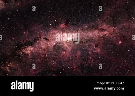 Loop Space Galaxy Travel Exploration To Glowing Pink Mysterious Nebula