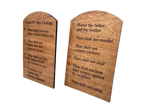 Ten Commandments Tablets Laser Engraved Uses Hebrew Numbers And Yhwh For The Name Of Elohim