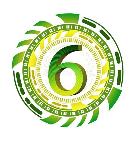 Number 6 In Power Tech Geometric Circular Frame Label Stock Illustration Illustration Of