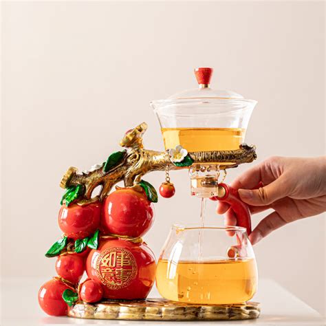 Lucky Ruyi Automatic Magnetic Lazy Kung Fu Glass Teapot Set Rora Teapot