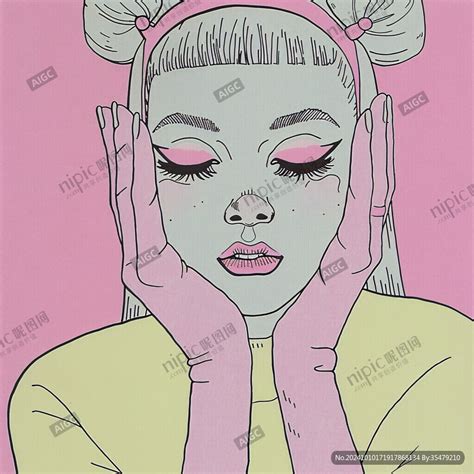 ai创作图手绘粉色女孩 时尚美妆节日插画女孩 手绘俏皮女孩头像插画 粉色女孩插画 潮流插画美女人物插画 黑人女孩插画 手绘化妆女孩 韩国女性失