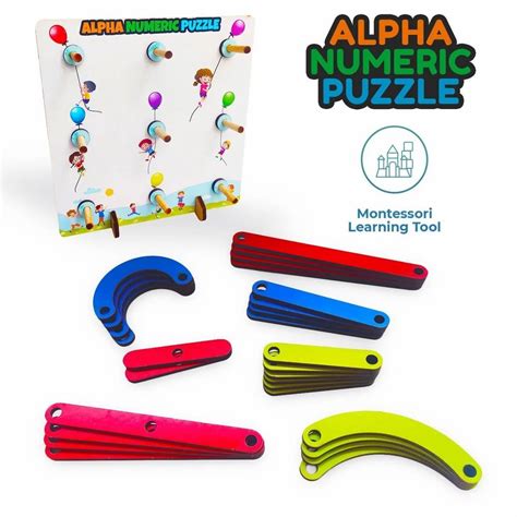 Alphanumeric Puzzle Wooden Alphabets Numbers Construction Puzzle For