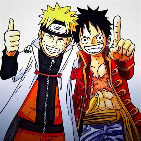 Luffy And Naruto 👑 One Piece Naruto Arte Delle Anime Anime Naruto