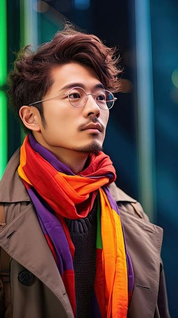 Premium Ai Image Asian Man Wearing Glasses