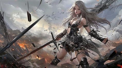 Anime Girl Warrior Wallpaper Premium Ai Generated Image