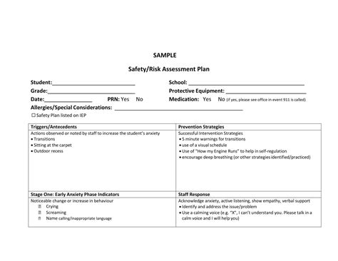 Written Safety Plan Template
