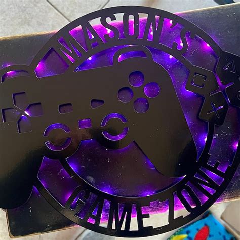 Custom Metal Gaming Sign With Led Light Game Room Wall Decor Etsy
