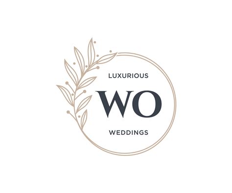 Wo Initials Letter Wedding Monogram Logos Template Hand Drawn Modern Minimalistic And Floral