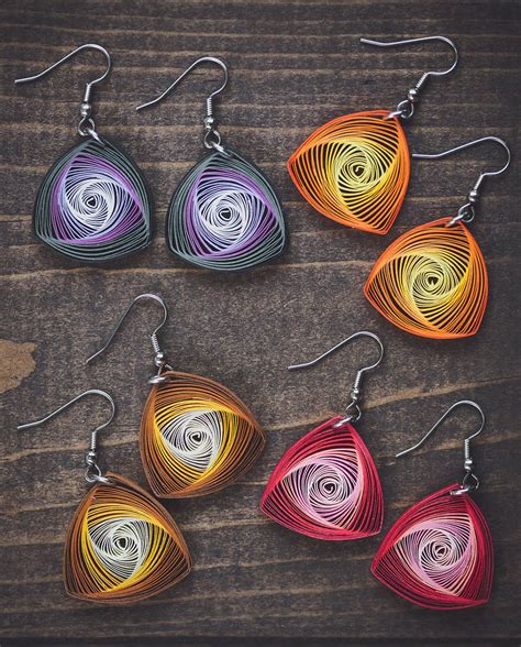 Orecchini Geometrici Rossi In Carta Quilling Regalo Di Anniversario