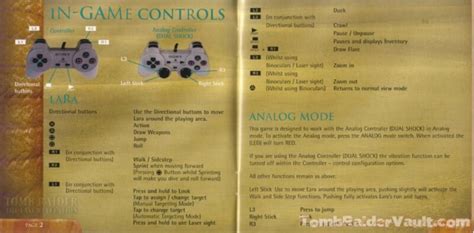 Last Revelation Ps2 Controls Tomb Raider Vault