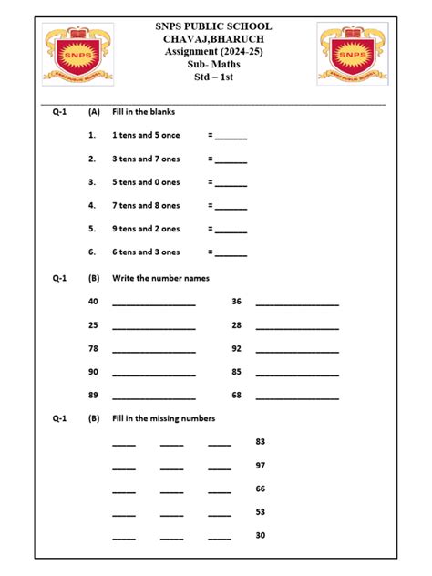 Std1mathsassignment Pdf Clothing Fashion