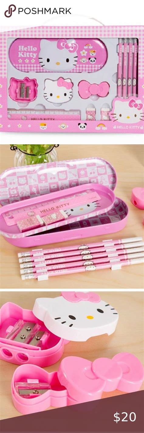 Hello Kitty Stationery T Set Pencils Case Eraser Sharpener