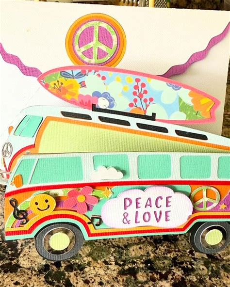 Peace And Love Van Card Greeting Card Birthday Friends Blank Inside