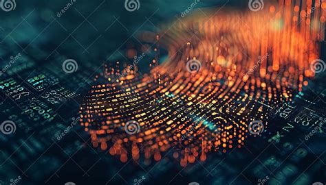 Cropped Image Of Fingerprint With Binary Code Pattern Overlay Stock Illustration Illustration